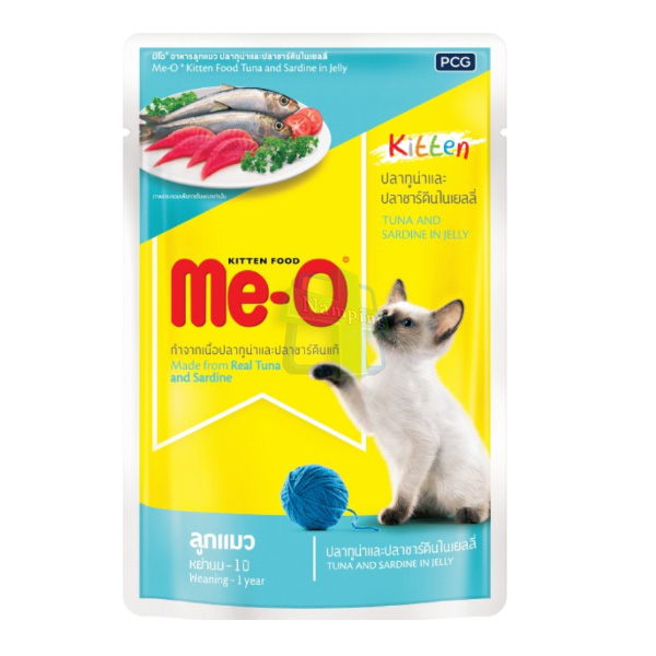 Meo KITTEN POUCH ทูน่าและปลาซาร์ดีนในเยลลี่ (80gm.) – Namping.com